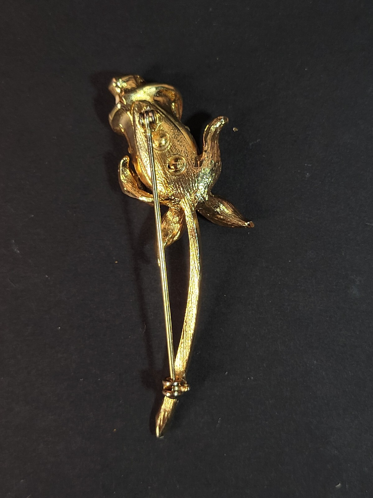 ROSE PAVE CRYSTAL BROOCH PIN VTG RARE - Gem