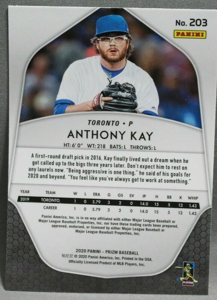 2020 Panini Prizm Anthony Kay Rookie Baseball Card #203 | eBay
