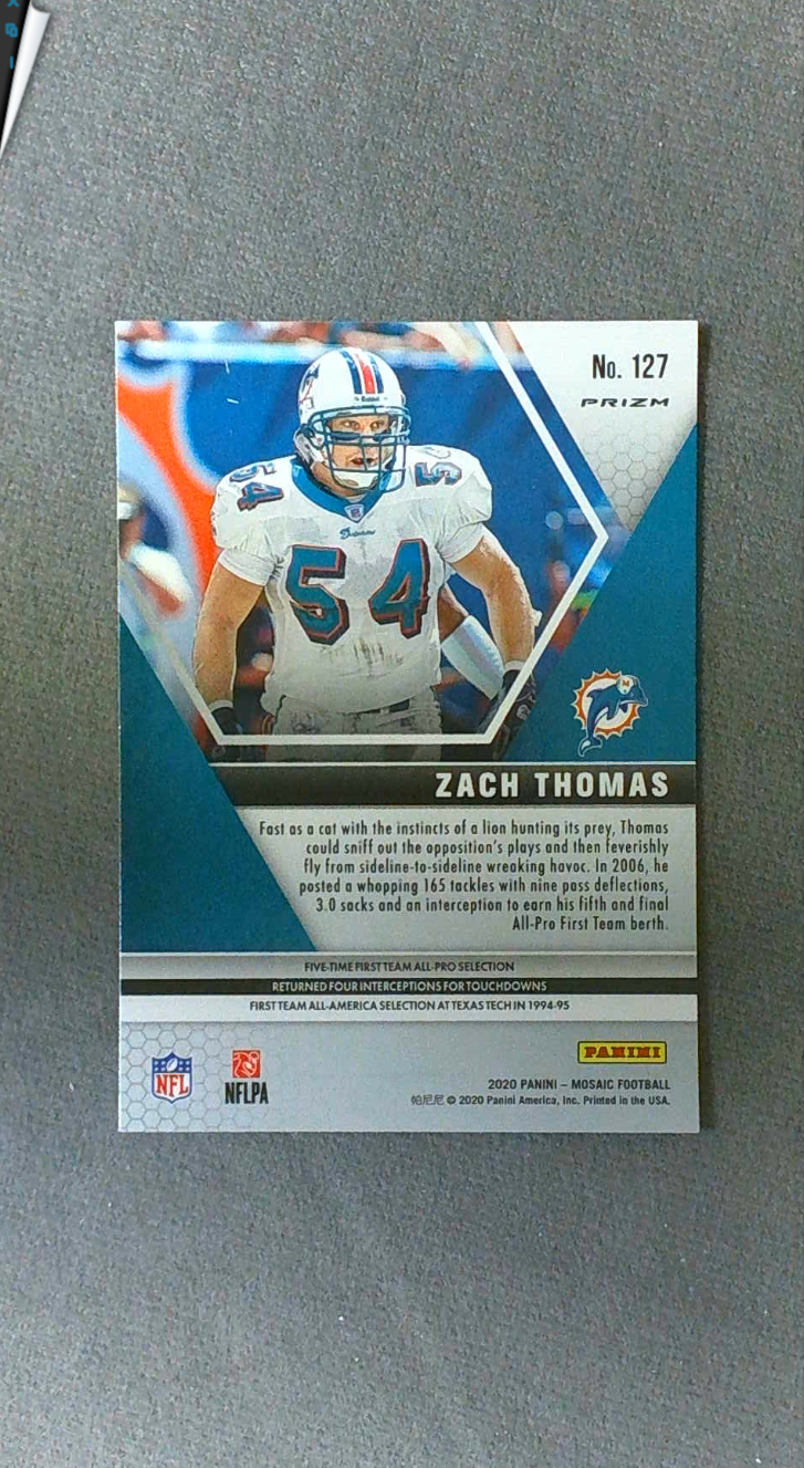 2020 Panini Mosaic Green Prizm #127 Zach Thomas Dolphins | eBay