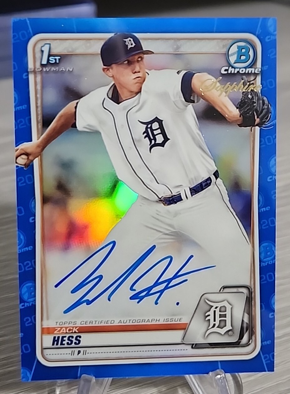 Zack Hess 2020 Bowman Chrome Sapphire Autograph #BSPA-ZH Detroit Tigers ...