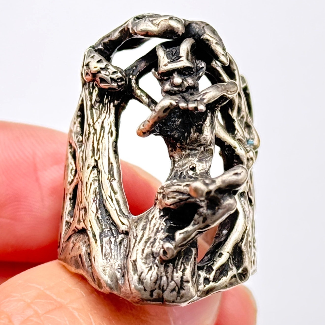 Vintage Brutalist Fantasy Satyr Forest Spirit Sterlin… - Gem