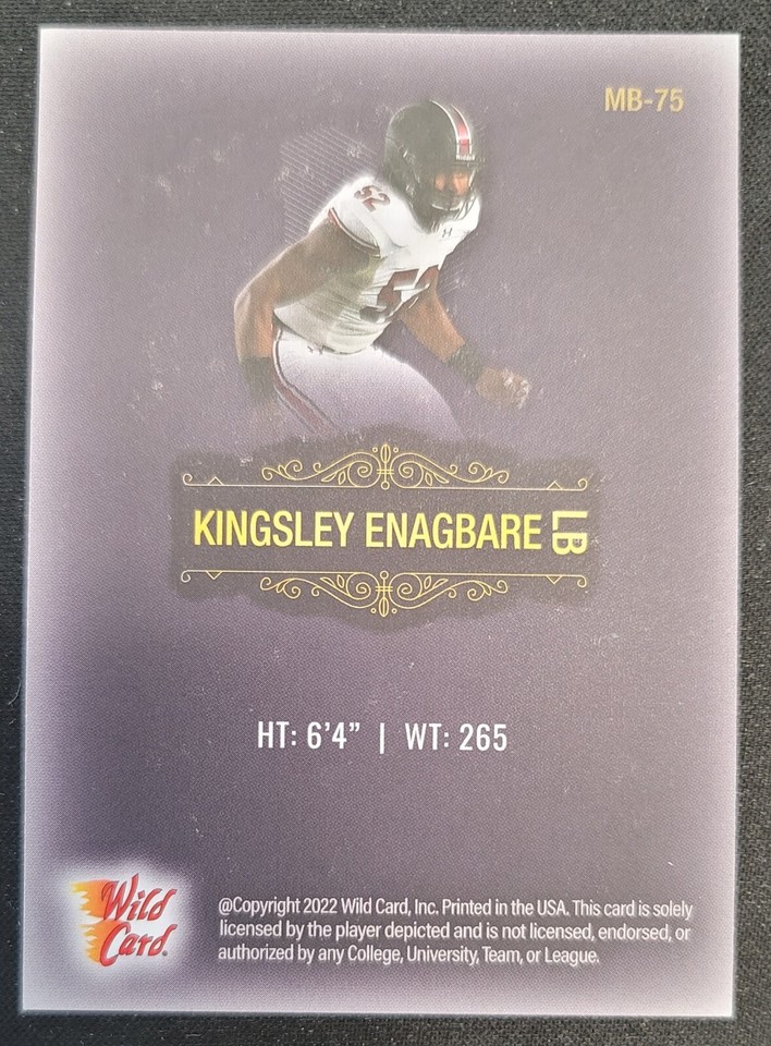 2022 Wild Card Matte #MB-75 Kingsley Enagbare Black Parallel Rookie ...