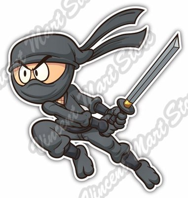 Ninja Cartoon Warrior Samurai Kids Gift Car Bumper Vinyl Sticker Decal ...