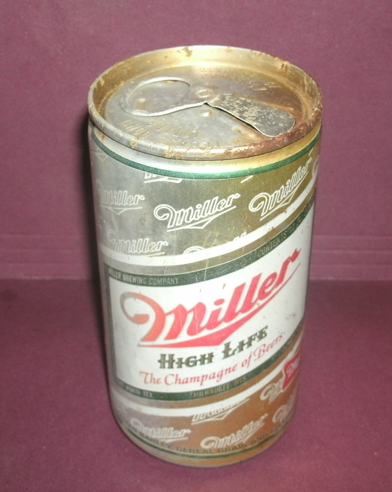 Vintage 1970's Miller High Life Beer Can with Pull Off Tab (12 Fl Oz ...