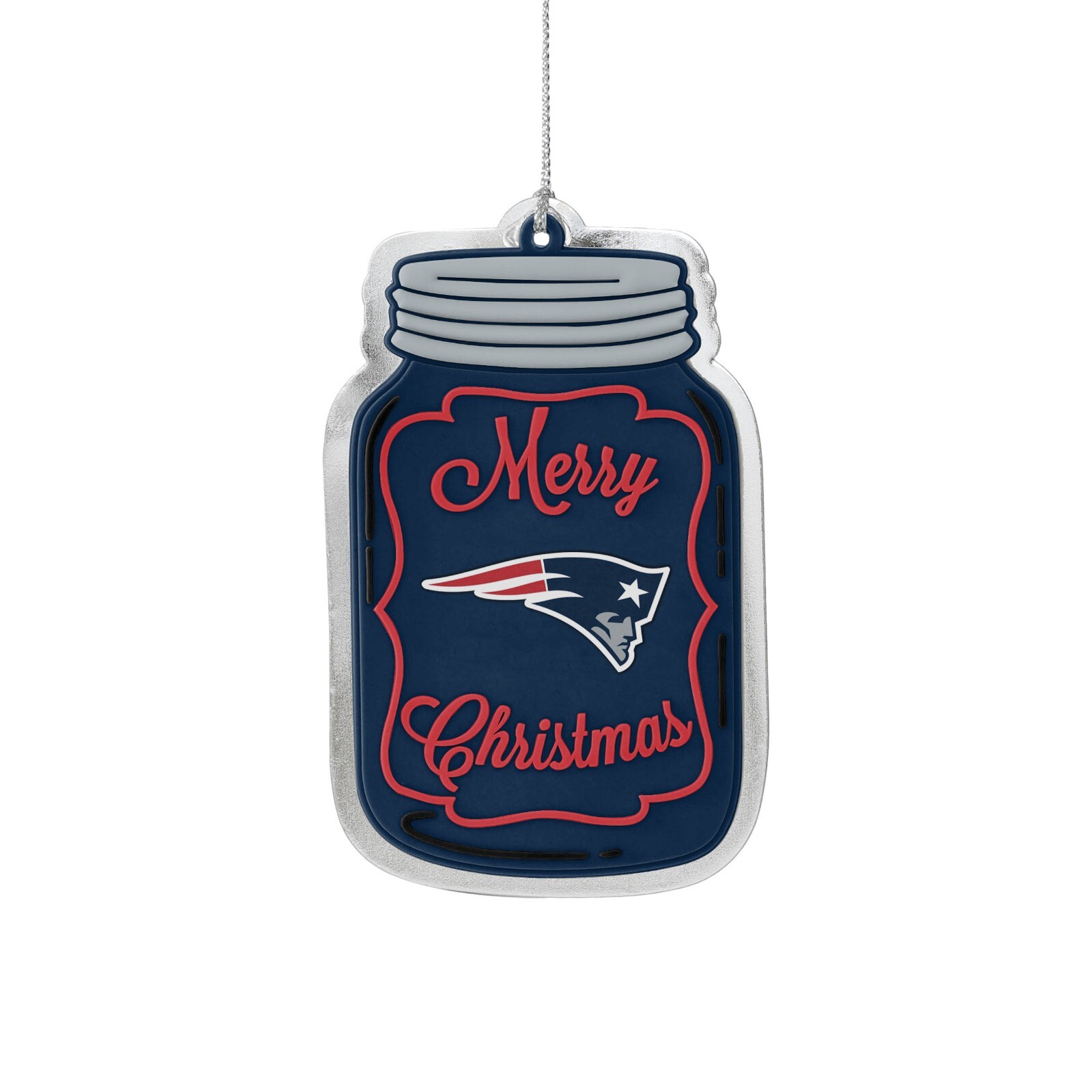 New England Patriots Christmas Tree Holiday Flat Ornament Mason Canning ...