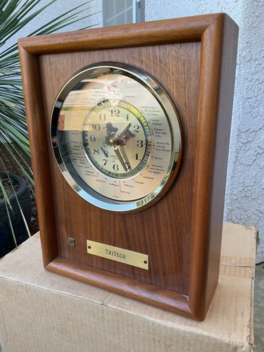 Lord King Quartz World Time Wall Clock Airplane Wood Case Cummins WORKS ...