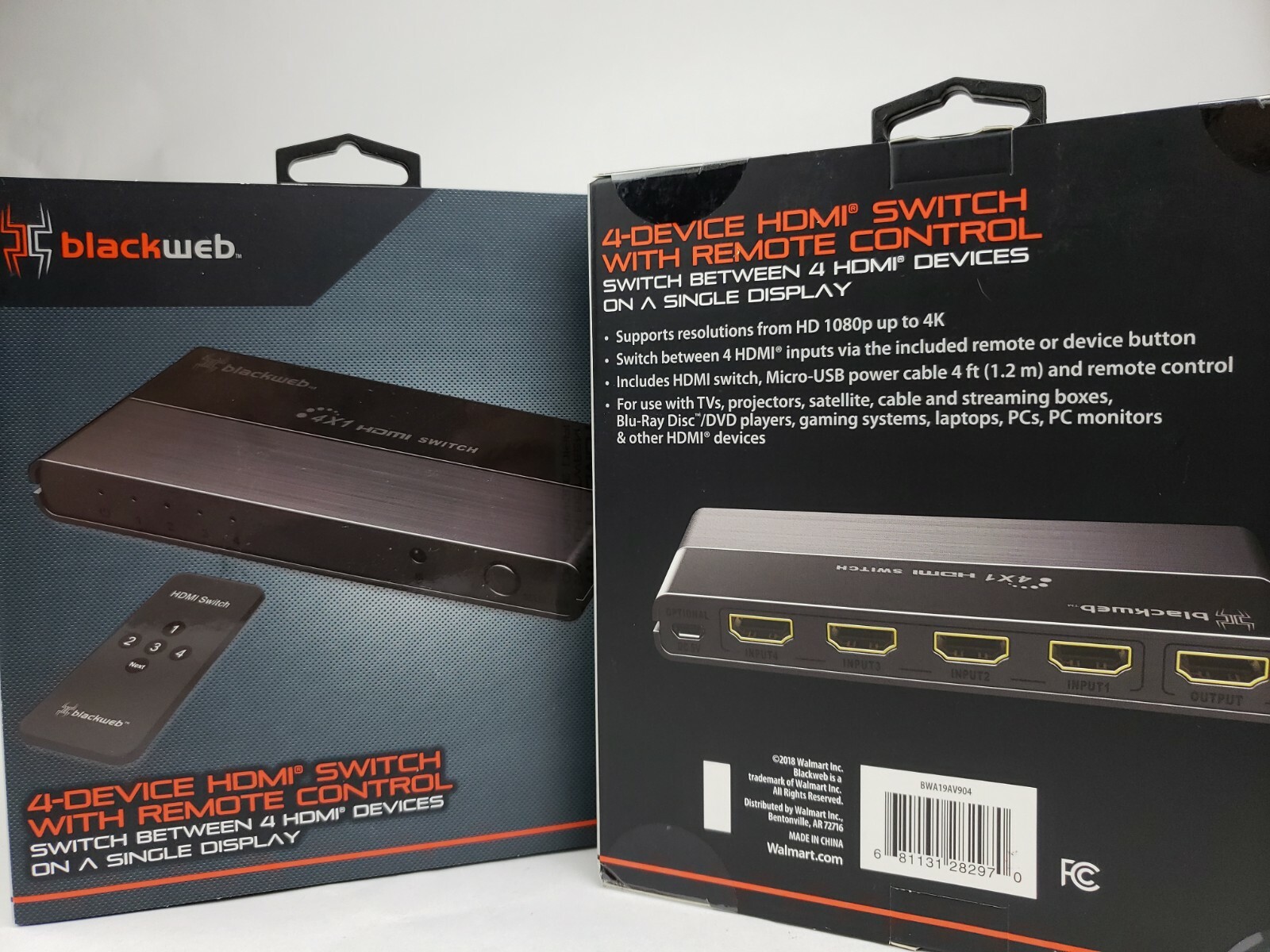 🆕 Blackweb 4 Device HD 1080p Up to 4K HDMI Switch w/ Remote Control ...