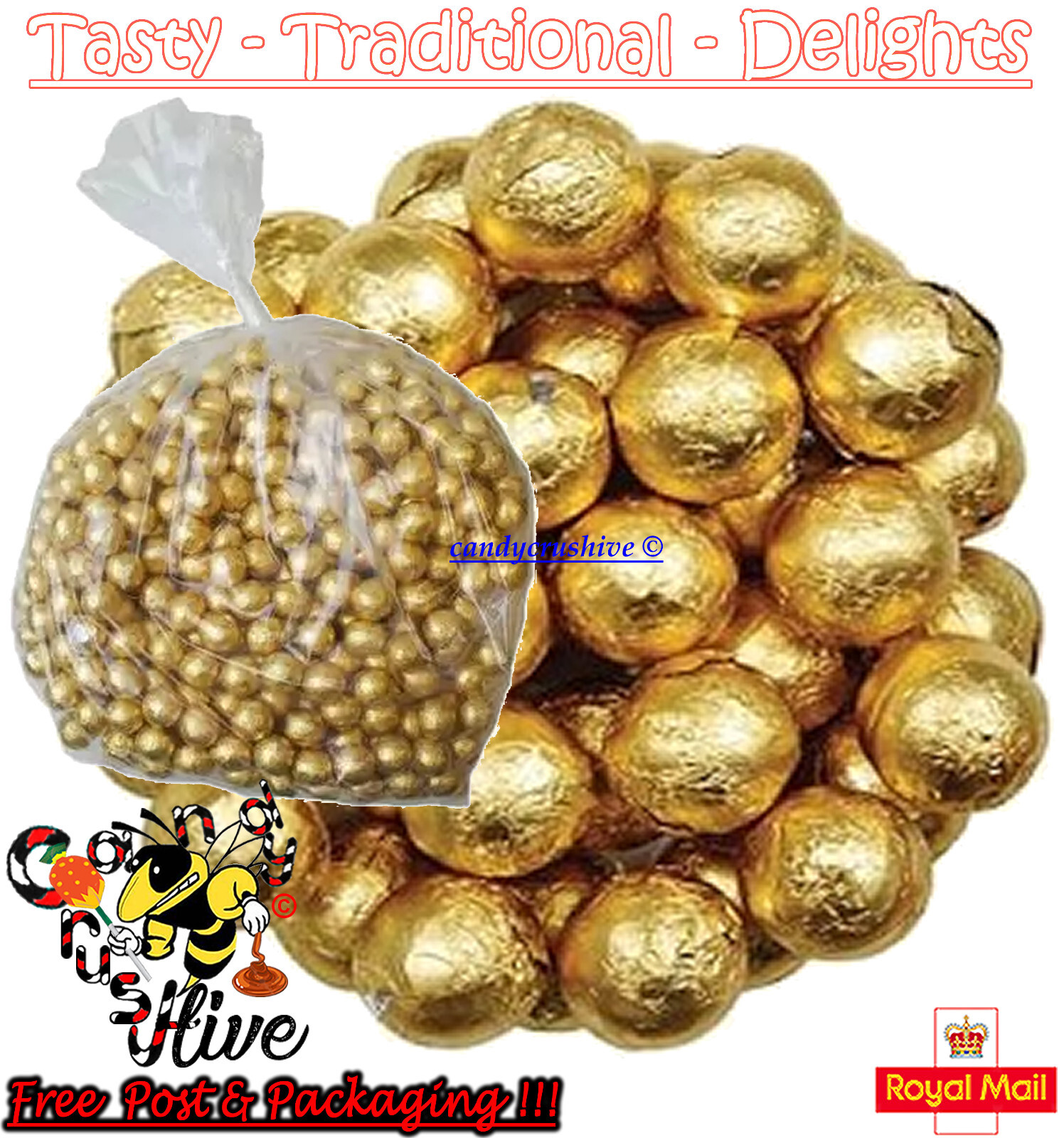 1 - 1000 Milk Chocolate GOLD BALLS Foiled Wrapped Retro Weddings Party ...
