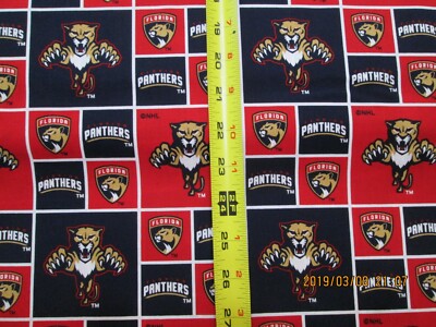 FLORIDA PANTHERS FABRIC 1 YARD BRAND NEW SQUARE DESIGN 100% COTTON | eBay