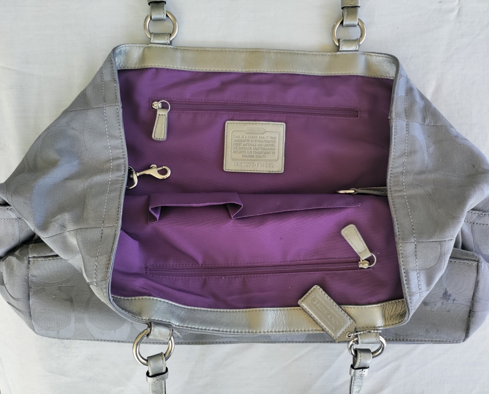 Coach Gray Signature Logo Gabby Tote Shoulder Purse w… - Gem