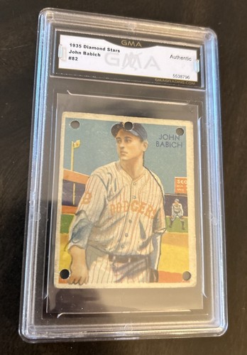 1934-36 Diamond Stars John Babich Green Back GMA Authentic Brooklyn ...
