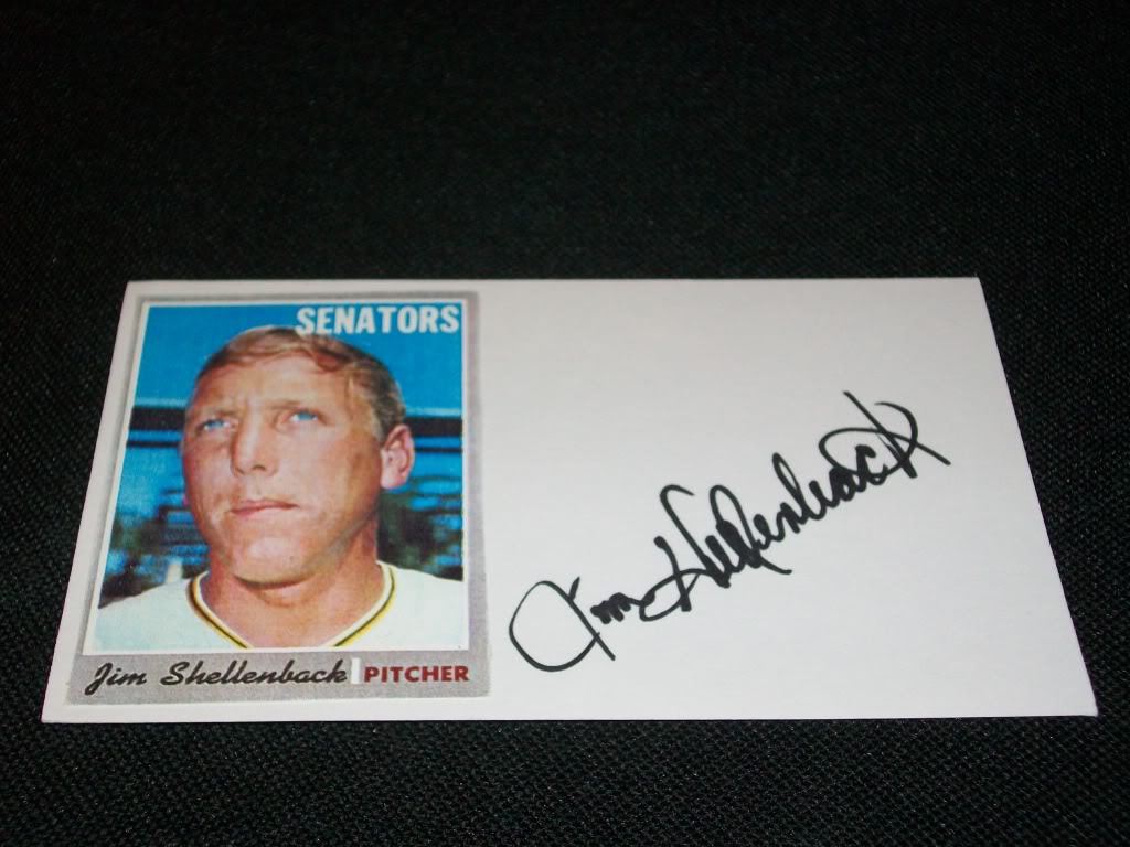 Washington Senators Jim Shellenback Auto Signed 3x5 Index Card TOUGH CM ...