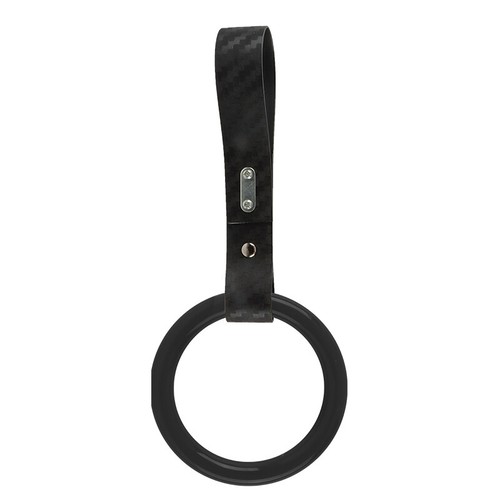 Car Accessory JDM Round TSURIKAWA Black Ring Handle Strap PVC Carbon X1 ...