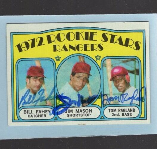 Autographed Bill Fahey Jim Mason Tom Ragland Rookie Stars 1972 Topps ...