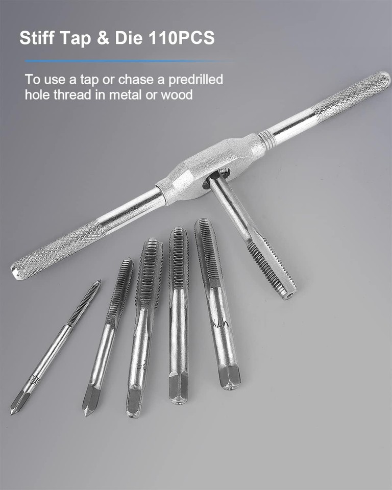 110 PCS Metric Tap and Die Set, M2-M18 Rethreading Kit for Making Screw ...