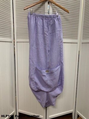 HLP113 Purple Heather Small NWT Match Point Linen Pants Wide Leg Baggy ...