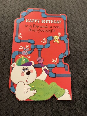 Vintage Greeting Card Birthday Pipes Plumbing Bear | eBay