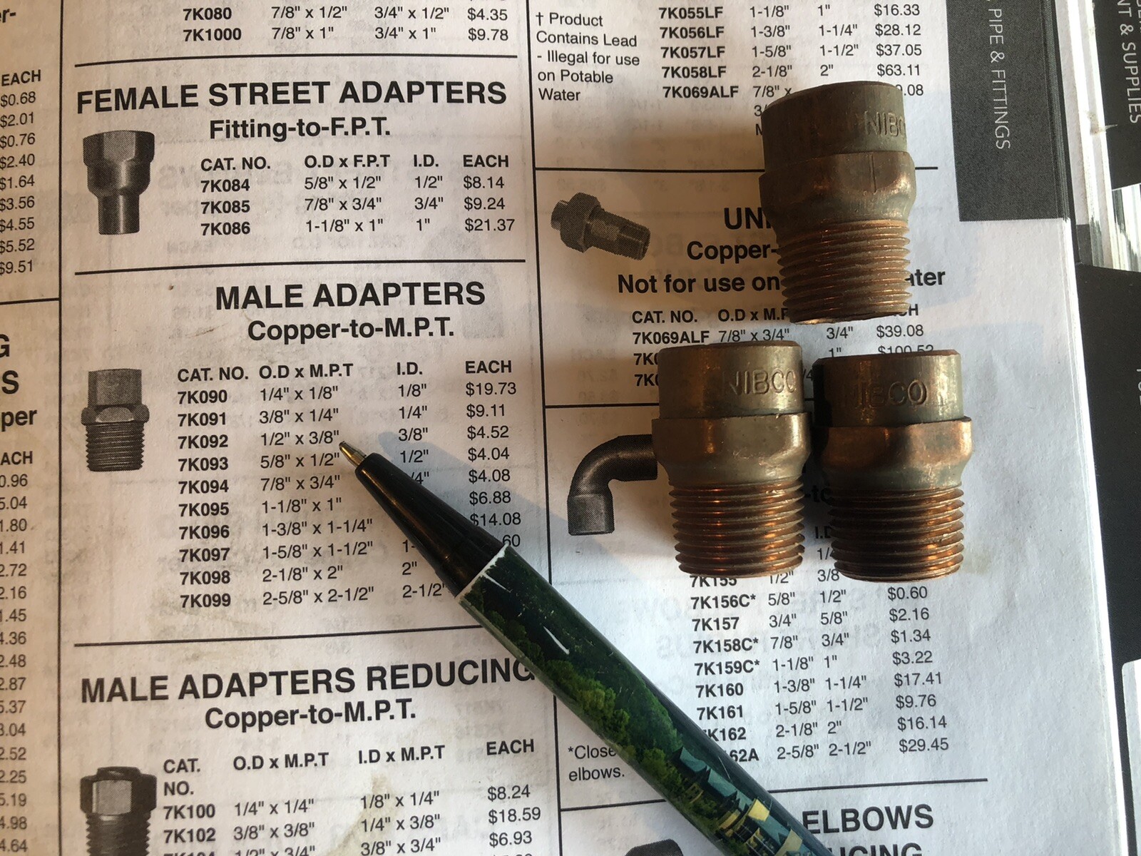 1/2”C x 3/8" MPT Copper Male Pipe Thread Sweat Adapter 5/8"OD NIBCO-USA ...