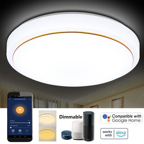 48W Smart WiFi Ceiling Lamp Voice Control Remote Dimmable LED Ceiling ...