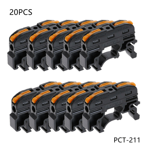 20Pcs Black PCT-211 Rail Type Quick Connection Terminal Press Wire ...