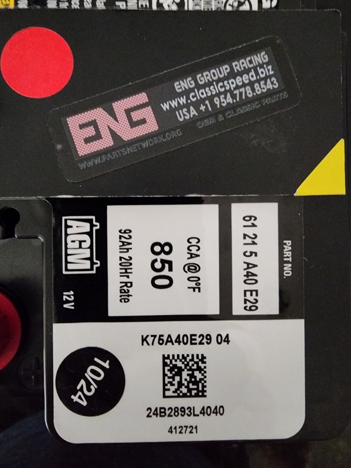 2024 BMW OEM AGM Battery 92AH CCA850 | 612010 61212353812 61215A40E29 ...