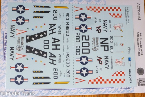 Microscale Decal #AC72-0053 F-8J Crusader VF-24 - F-8H Crusader VF-162 ...