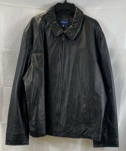 Croft & Barrow Men's Black Leather Quilted Jacket XXL | eBay