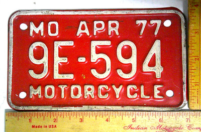 1977 Missouri motorcycle license plate unused biker collectible old Mo ...