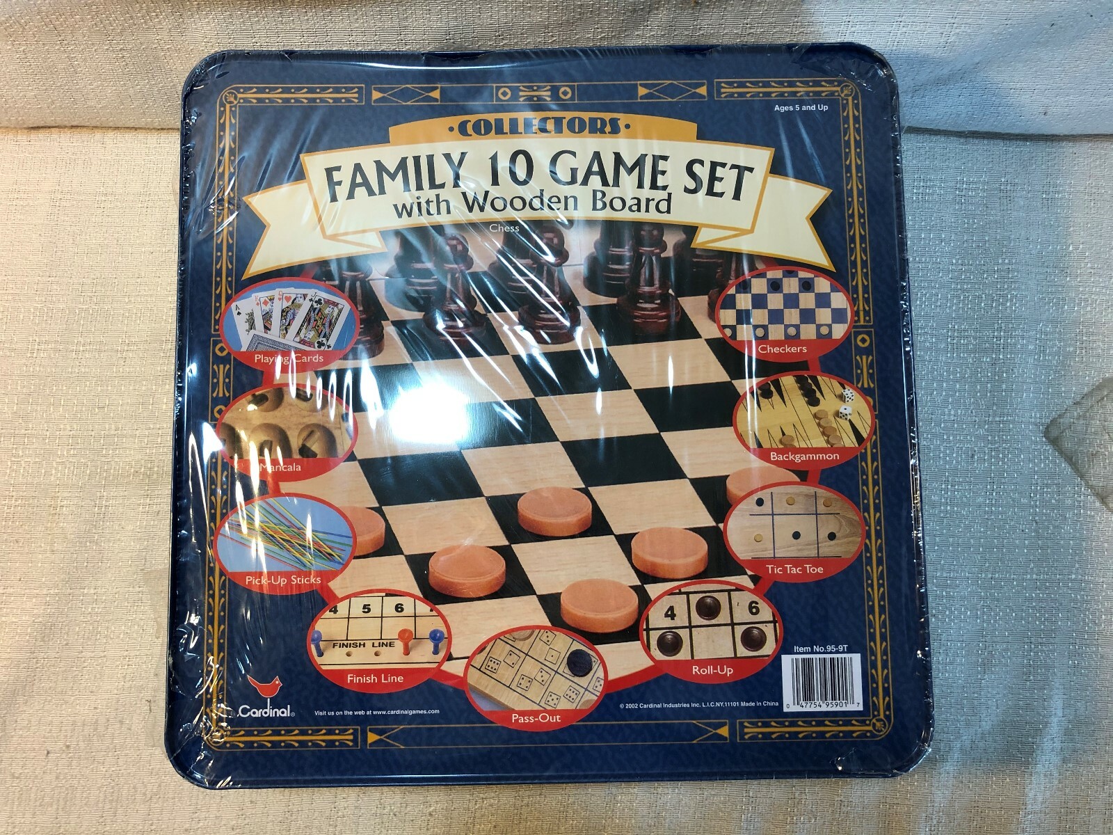 Cardinal Collectors Family 10 Game Set With Wooden Board Chess Checkers ...