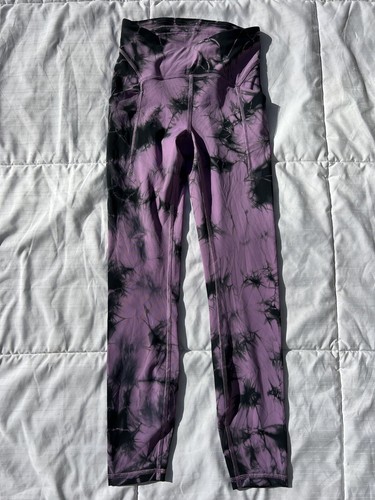 Lululemon Power Thru Align Tight 25" Tie Dye Leggings Size 4 Purple ...