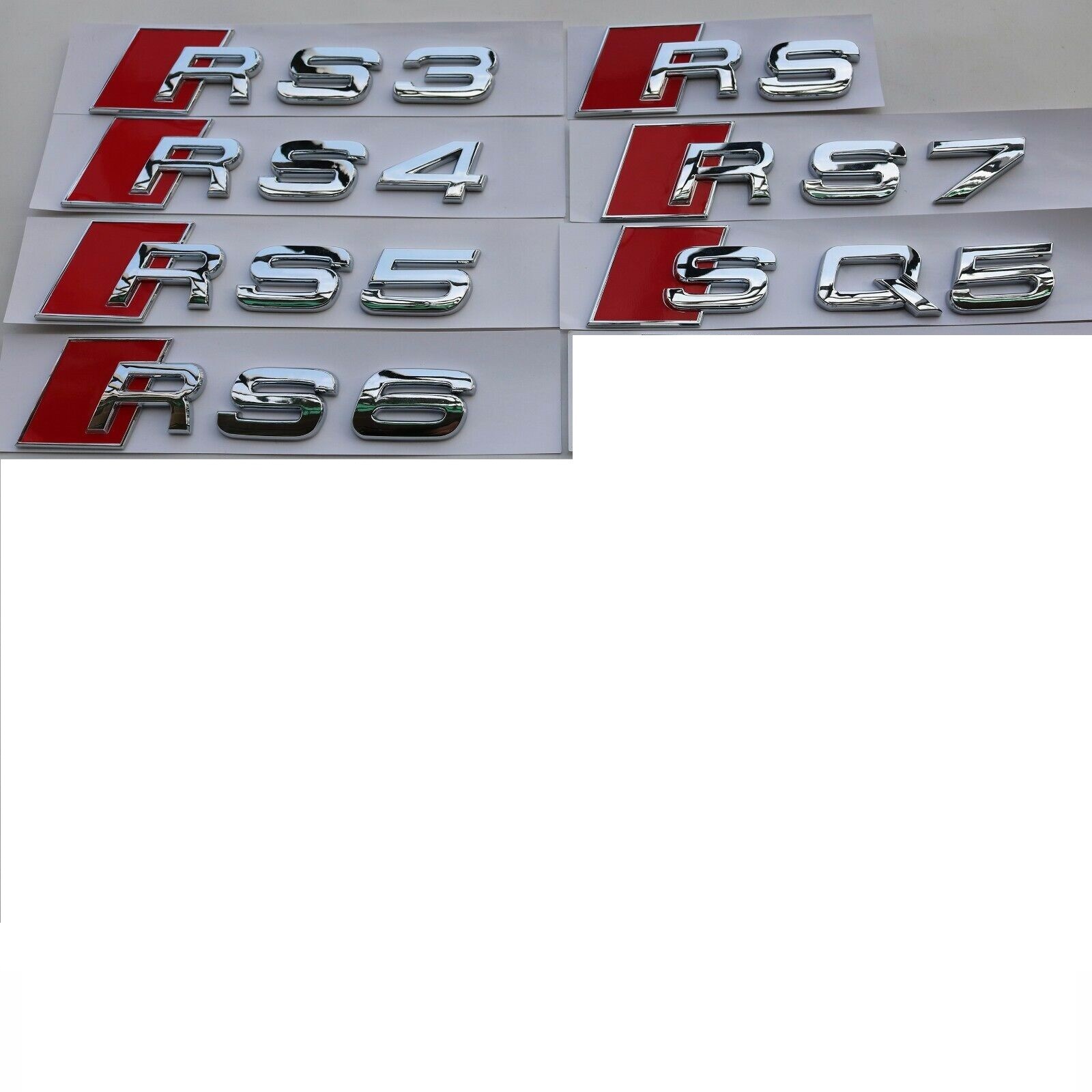 RS Q3 RS Q5 RS3 RS4 RS5 RS6 RS7 RS8 Chrome Metal Badge Rear Boot Emblem ...