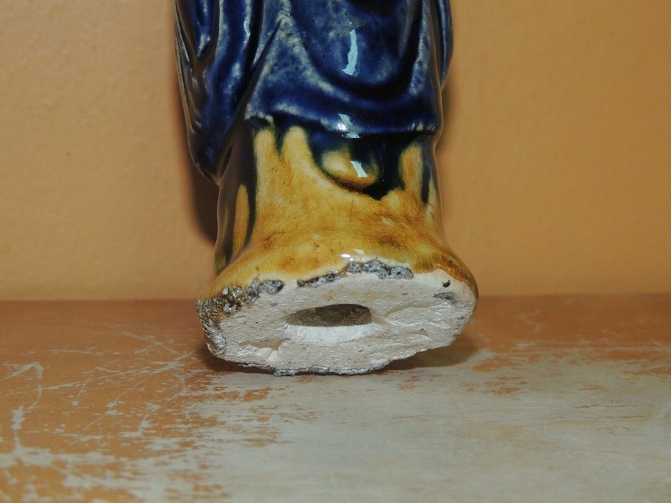 Chinese Mud Man Men 5.25" Blue & Yellow overglaze fish Mudman Antique ...
