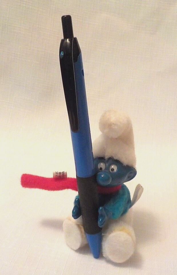 Vintage 1980 Blue Smurf Swivel Head Googly Eyes Hands Hug Pencil or Pen ...