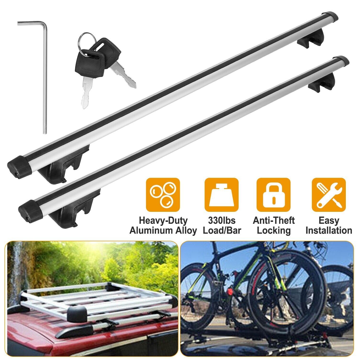 47" Car Universal Top Roof Rack Cross Bar Luggage Cargo Carrier Rails ...
