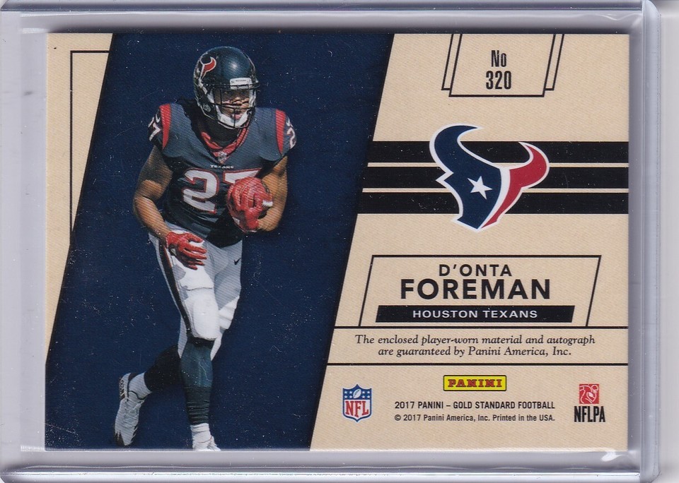 D'ONTA FOREMAN 2017 Panini Gold Standard Rookie Jersey Auto Prime 16/25 Texans | eBay