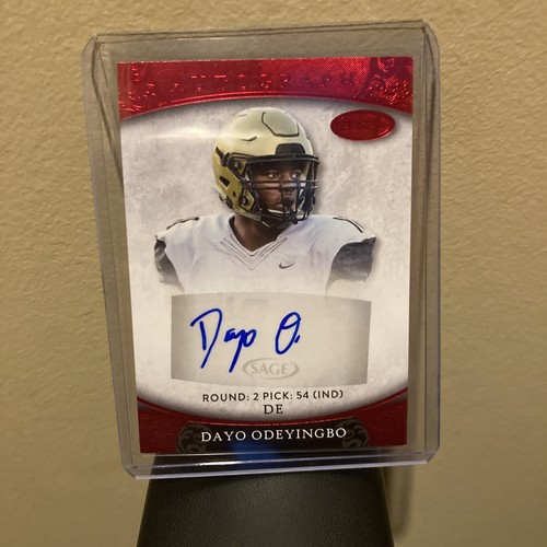 2021 Sage Aspire Football Dayo Odeyingbo Red Rookie Card RC Auto ASP-90 ...