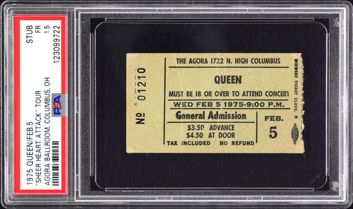 1975 Queen Concert Ticket Agora Ballroom Columbus OHIO PSA CERTIFIED | eBay
