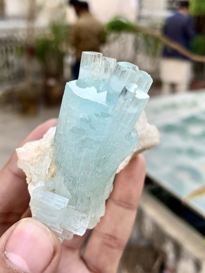 Top Grade Bunch Of Aquamarine Sky Blue Crystals On Matrix From Skardu ...