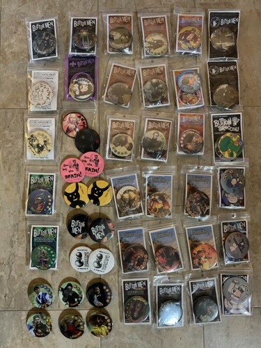 BUTTON MEN Cheapass Combat Dice Game | MASSIVE Collection 76-Button Lot ...