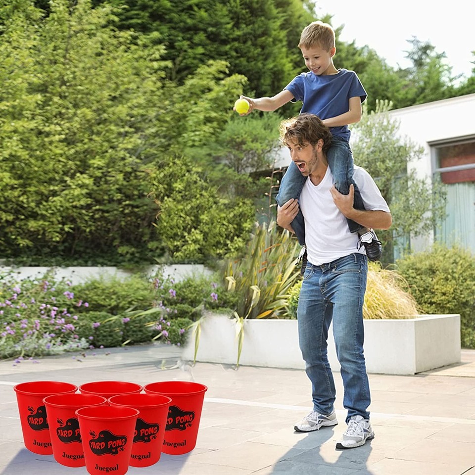 Juegoal Yard Pong Outdoor Giant Yard Game Set with Durable Buckets ...