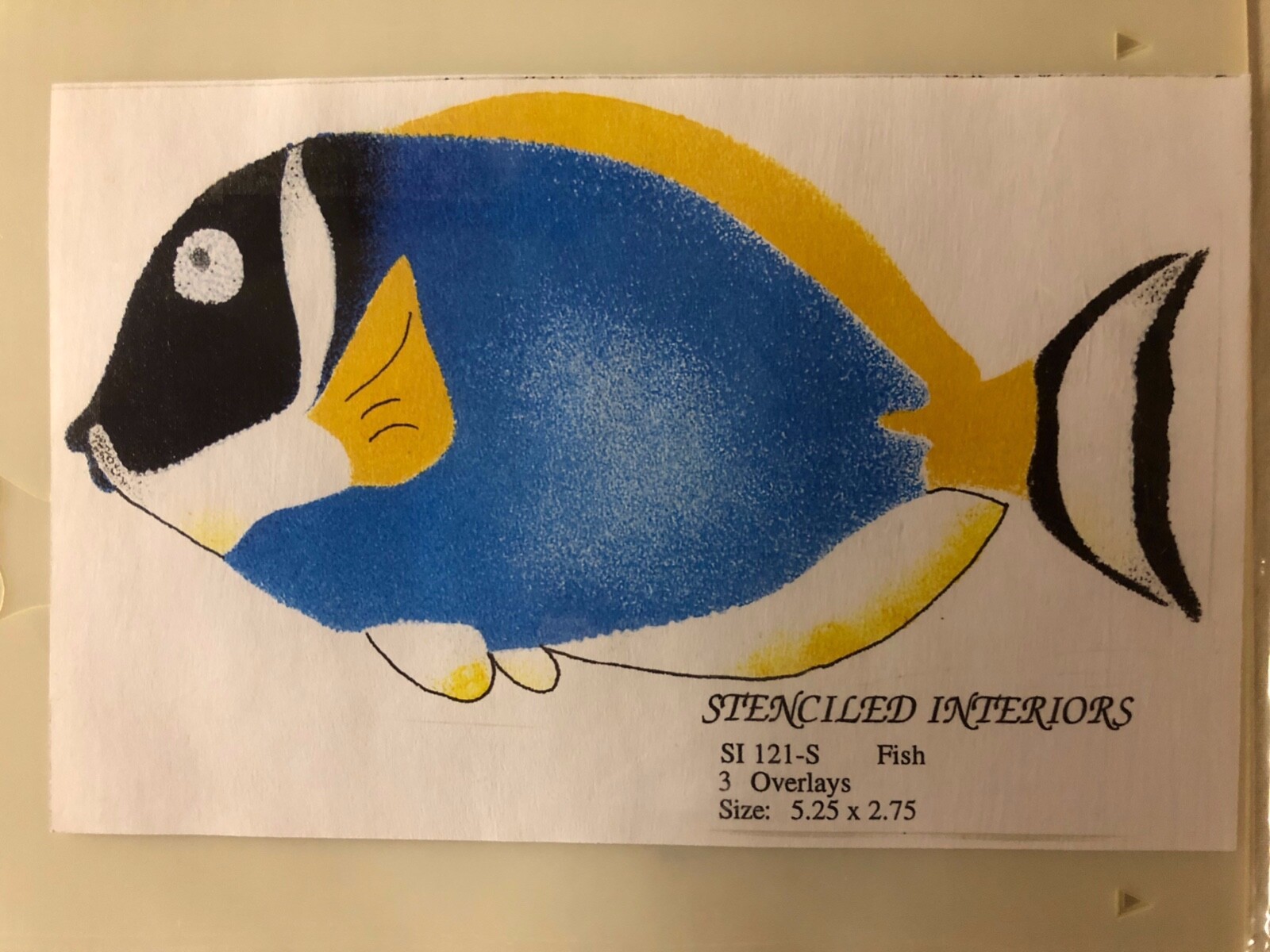 NEW FISH-Blue Tang- STENCIL Stenciled Interiors Sealife 5.25 x 3 Wall ...