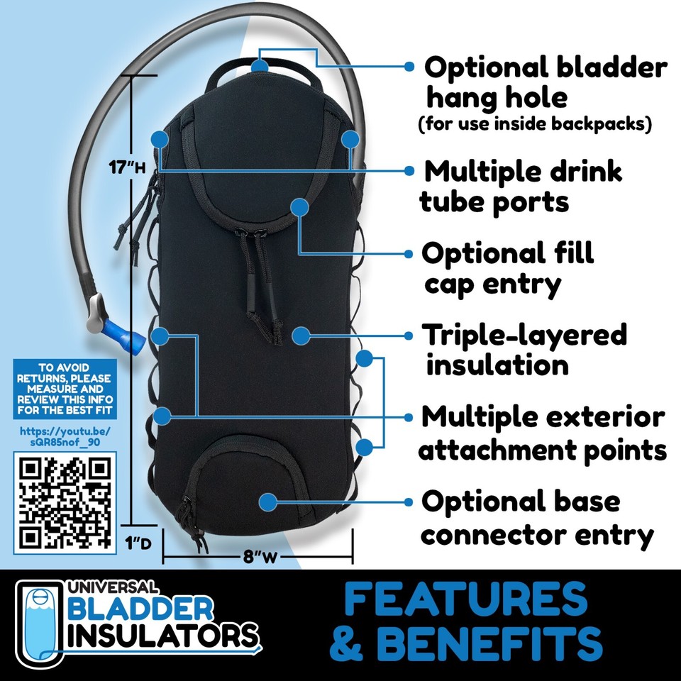 Universal Water Bladder Insulator - Hydration Pack Reservoir Insulation ...