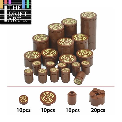 MOC Round 2x2 With Tree Stump Wood Grain Part for Lego Building Blocks ...