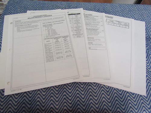 2002 FORD EXPLORER SPORT DEALER PRODUCT SPECIFICATIONS CHANGES DATA ...