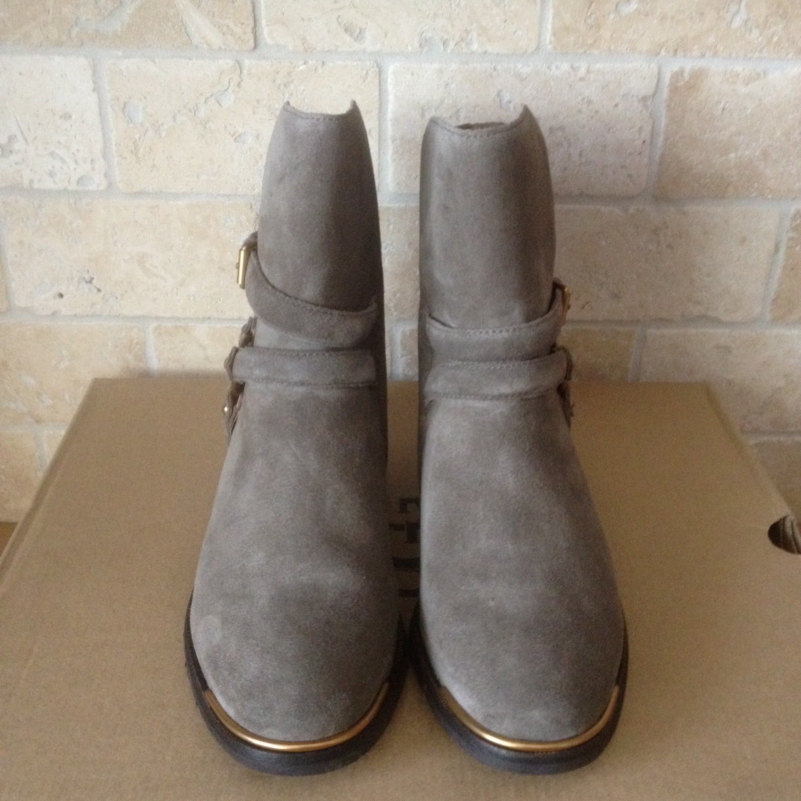 UGG KELBY MOUSE SUEDE HARNESS ANKLE BUCKLE BOOTS BOOTIES SIZE US 7 ...