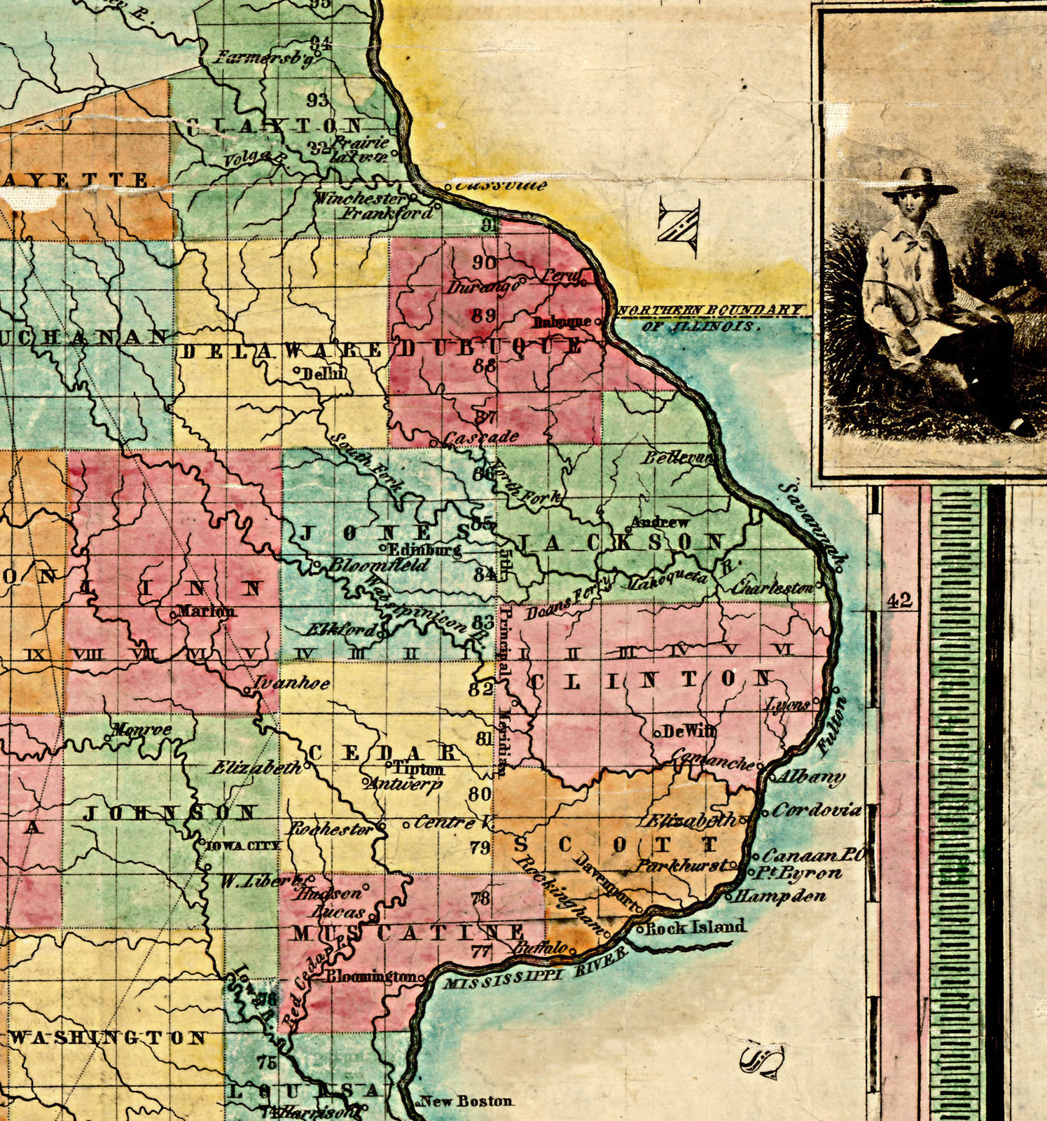 1845 Map Iowa Native American Indians Tribes History Wall Art Poster ...