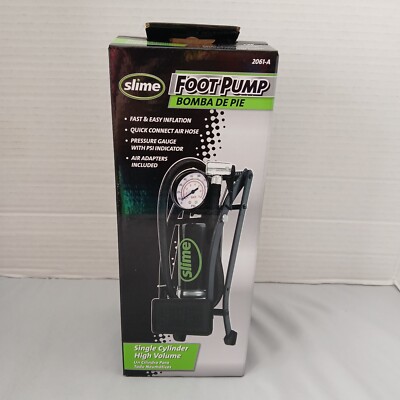 Slime 2061-A Foot Pump Tire Inflator - Bicycle Basketball Football ...