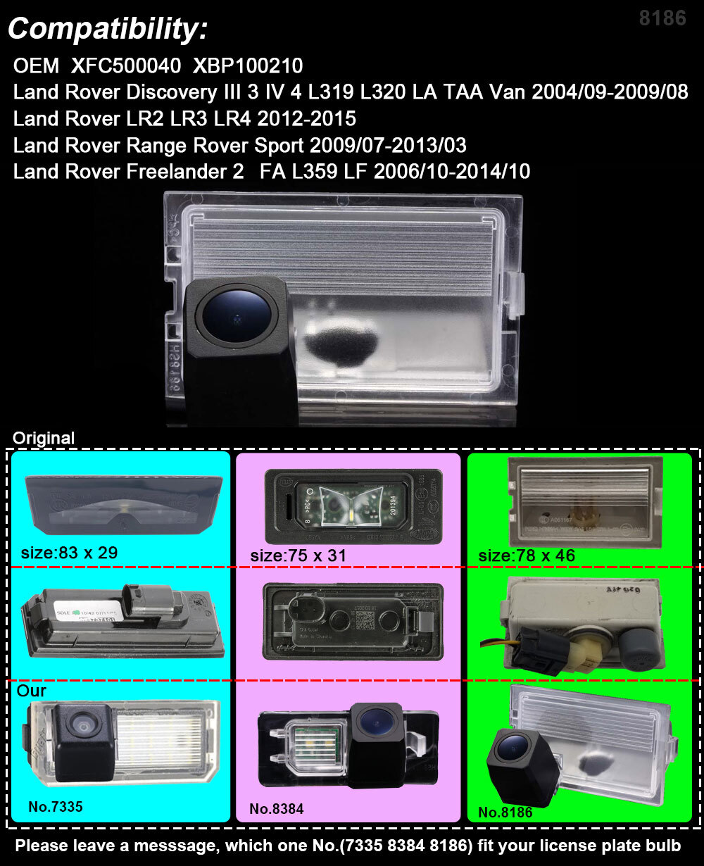 Car Backup Camera for Land Rover Range Sport Freelander 2 FA L359 LF ...
