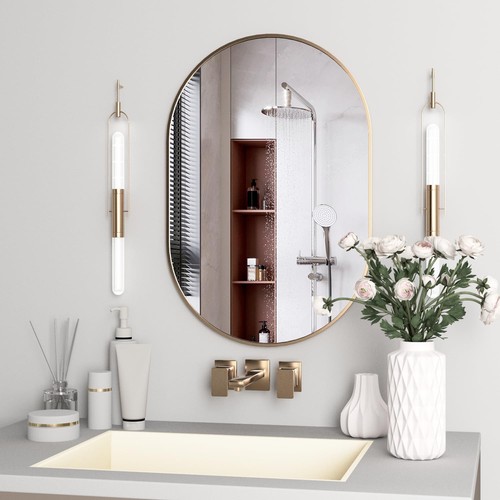 Oval Bathroom Mirror Capsule Wall Vanity Mirror, 24"x36" Pill Mirrors ...