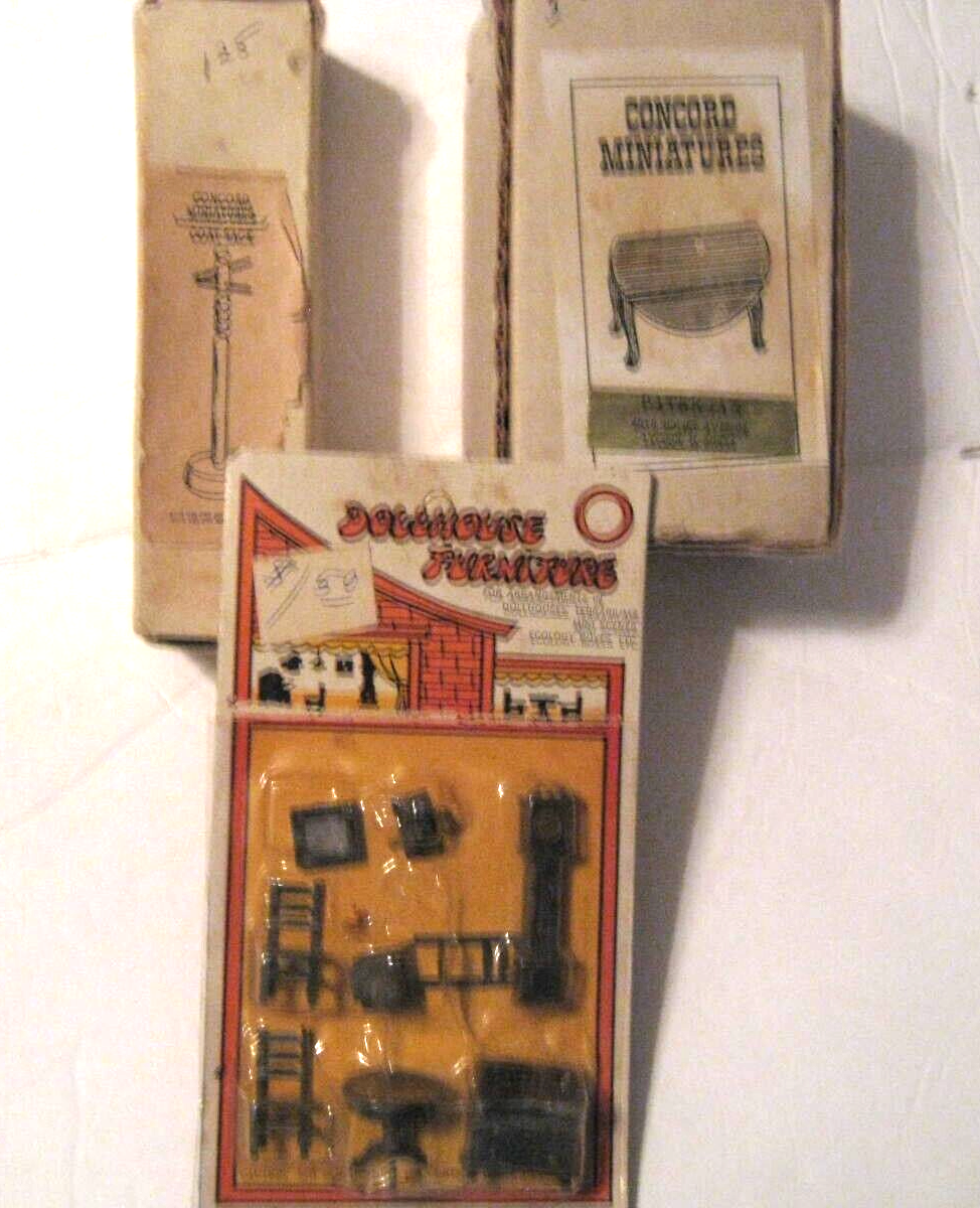 Concord Miniatures Round Wood Table Coat Rack Dollhouse Furniture ...